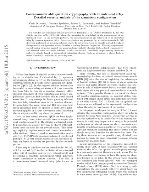 Pdf Continuous Variable Quantum Cryptography With An Untrusted Relay Detailed Security