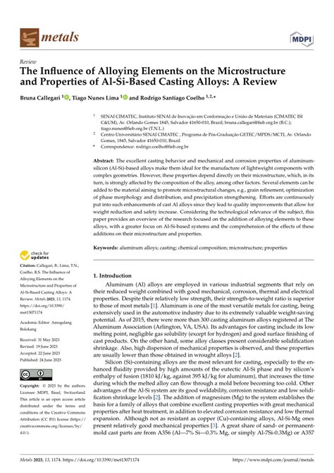 Pdf The Influence Of Alloying Elements On The Microstructure And