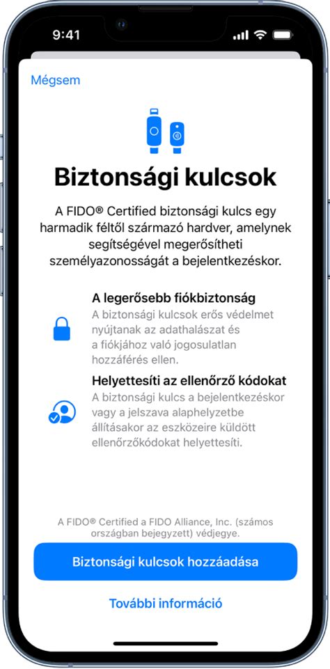 Bejelentkezés Az Iphone On Lévő Apple Id Fiókba Biztonsági Kulcsok Segítségével Apple