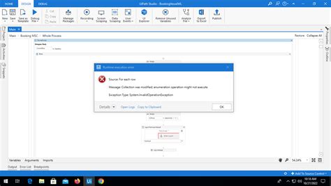 message for each row collection was modified enumeration operation might not execute