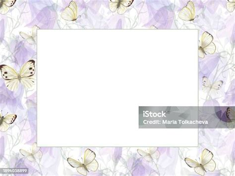 종꽃 흰 나비 하레벨 캄파눌라 초원 식물 텍스트를 위한 공간이 있는 직사각형 수평 프레임입니다 수채화 그림입니다 발렌타인 카드 생일 어머니의 날 인사 0명에 대한 스톡 벡터