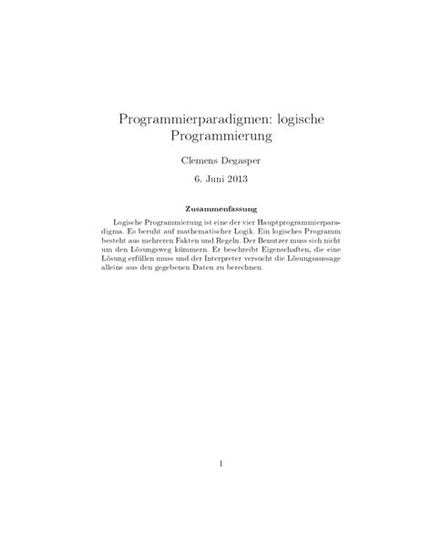 Programmierparadigmen Logische Programmierung