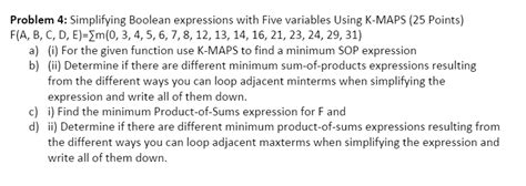Solved Simplifying Boolean Expressions With Five Variables