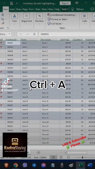 highlights row and column in excel when you click excel exceltips