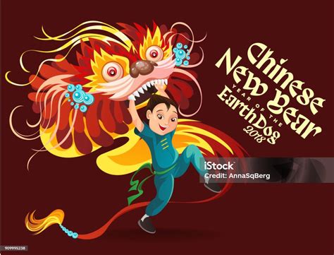 중국 음력 새 해 사자 댄스 싸움 어두운 배경 중국 전통 의상 지주 다채로운 드래곤 마스크 퍼레이드 나 카니발 행복 한 댄서에 고립 된 만화 스타일 벡터 일러스트 레이 션