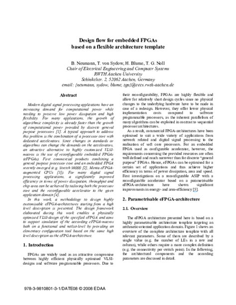 pdf design flow for embedded fpgas based on a flexible architecture