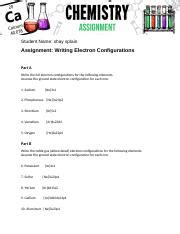 4 3 WritingElectronConfigurations Assignment Docx Babe Name Shay Splain Assignment