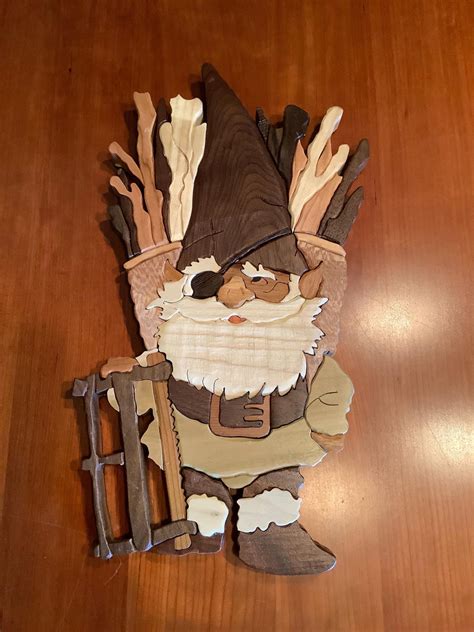 Intarsia Wood Cutting Gnome Wood Art Etsy