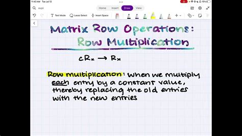 Matrix Row Operations Matrix Row Multiplication YouTube
