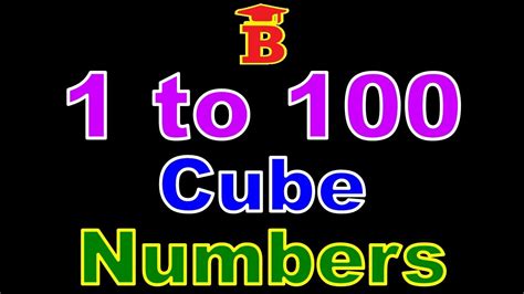 1 To 100 Cube Numbers Youtube