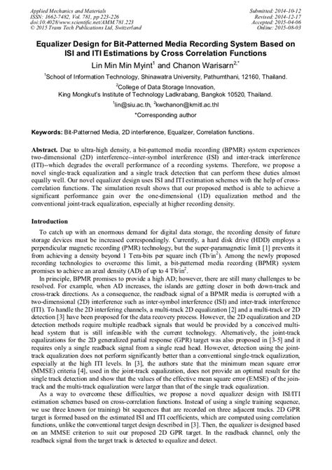 Equalizer Design For Bit Patterned Media Recording System Based On Isi And Iti Estimations By