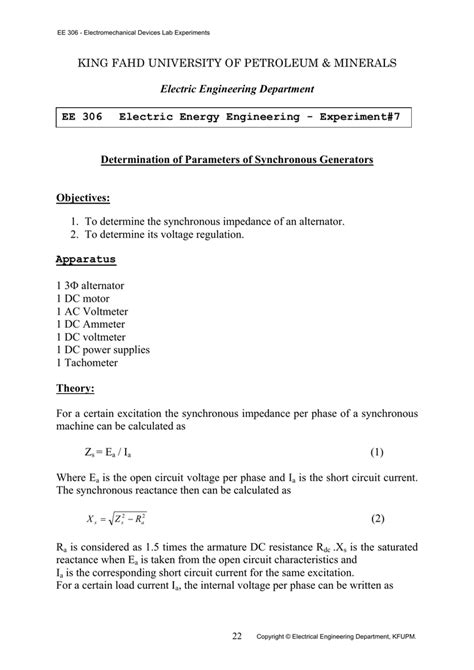 EE 306 Electromechanical Devices Lab Experiments