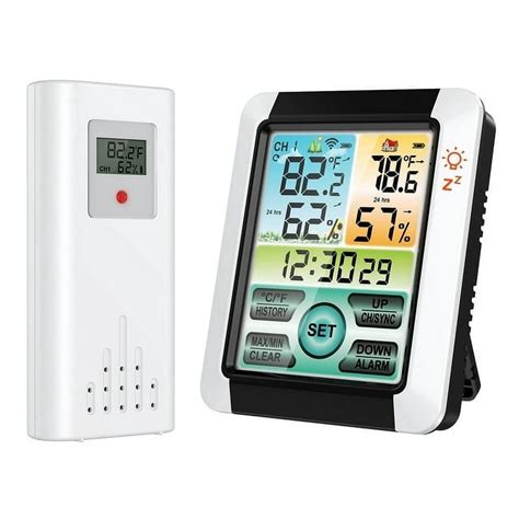 Amir Indoor Outdoor Thermometer Weather Station With Remote Sensor Lcd Hygrometer