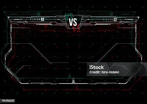 Hud 요소와 대 화면 디자인 두 전투기의 발표 전투 배너 일치 대 문자 경쟁 대결 미래 지향적 인 디자인 개념에 대한 스톡 벡터 아트 및 기타 이미지 Istock