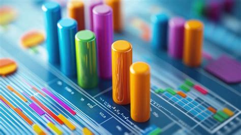 Colorful 3d Bar Graph On Blue Background Premium Ai Generated Image