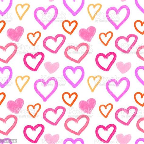 심플한 핑크와 퍼플 하트의 매끄러운 패턴 흰색 배경에 그려진 손 결혼식에 대한 스톡 벡터 아트 및 기타 이미지 결혼식 공휴일 다중 색상 Istock