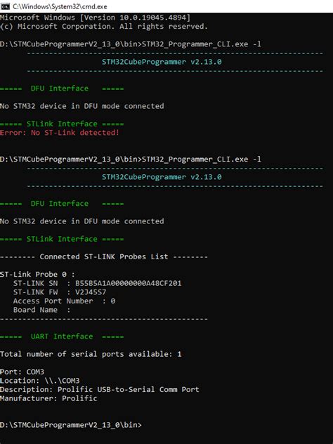Stm32 Cube Programmer Cli Device Listing Command Stmicroelectronics Community