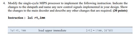 solved 4 ﻿modify the single cycle mips processor to