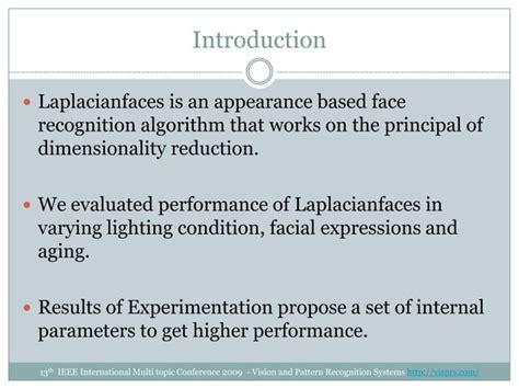 Introducing Set Of Internal Parameters For Laplacian Faces Pptx