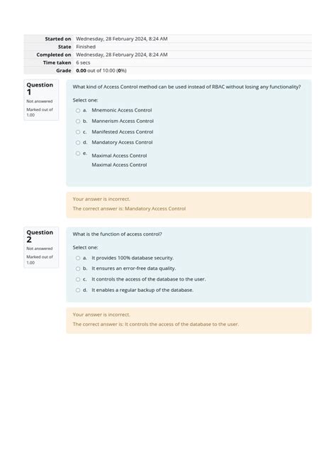 Self Quiz Unit 4 Attempt Review Home3 Pdf Databases Access Control