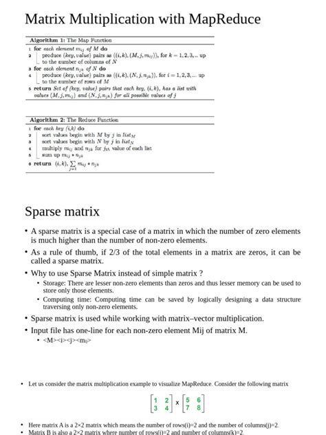 Matrix Multiplication With Mapreduce Pdf Matrix Mathematics Map