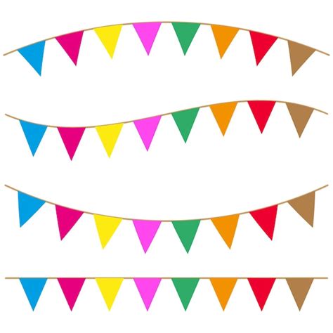 Premium Vector Colorful Party Bunting Triangular Vector Flags Bright