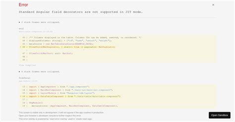 AndrewJBateman Angular Material Table Codesandbox