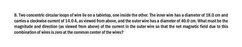 Solved Two Concentric Circular Loops Of Wire Lie On A Chegg