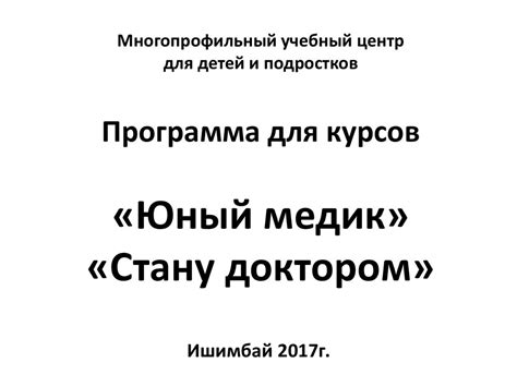 Многопрофильный учебный центр для детей и подростков Программа для