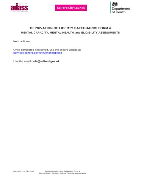 Dols Form Mental Capacity Mental Health And Eligibility Assessments