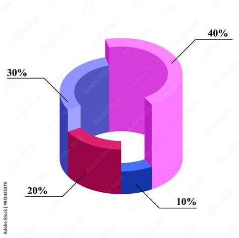 Editable 3 Dimension Pie Circular Circle Diagram Infographics Collection Charts Corporate