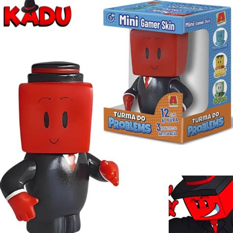 Boneco Vinil Youtuber Minecraft Articulado Turma Do Problems Kadu Mini Gamer Skin 15cm Algazarra