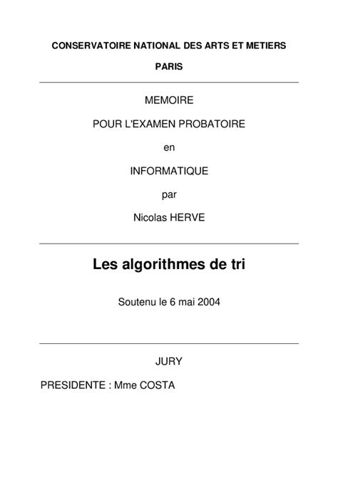 Pdf Les Algorithmes De Tri