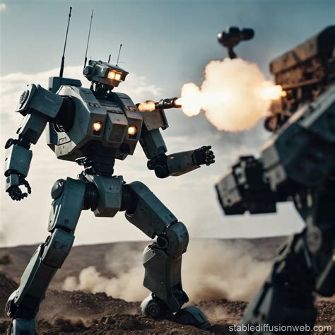 Combat Robot In Action Stable Diffusion Online