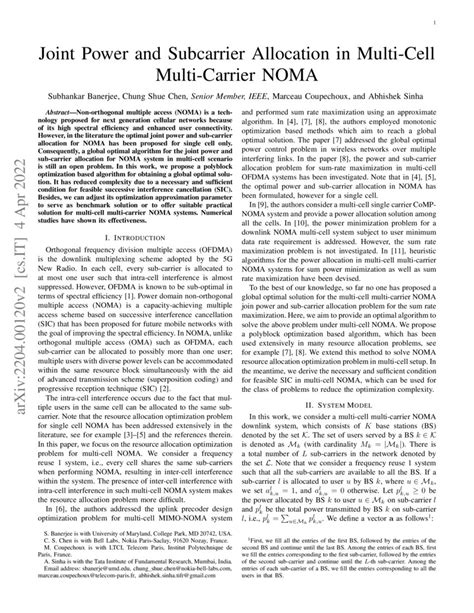 joint power and subcarrier allocation in multi cell multi carrier noma deepai