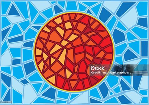 태양 스테인드 글라스 모자이크 흐림 배경 일러스트 벡터 태양 하늘에 대한 스톡 벡터 아트 및 기타 이미지 태양 하늘 모자이크 개념 Istock