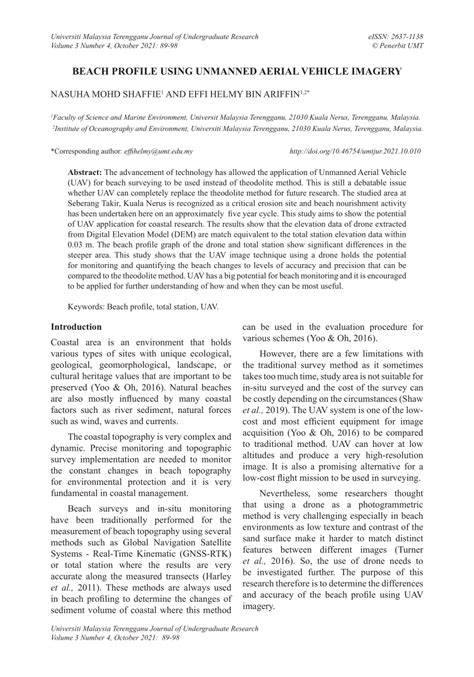 Pdf Beach Profile Using Unmanned Aerial Vehicle Imagery
