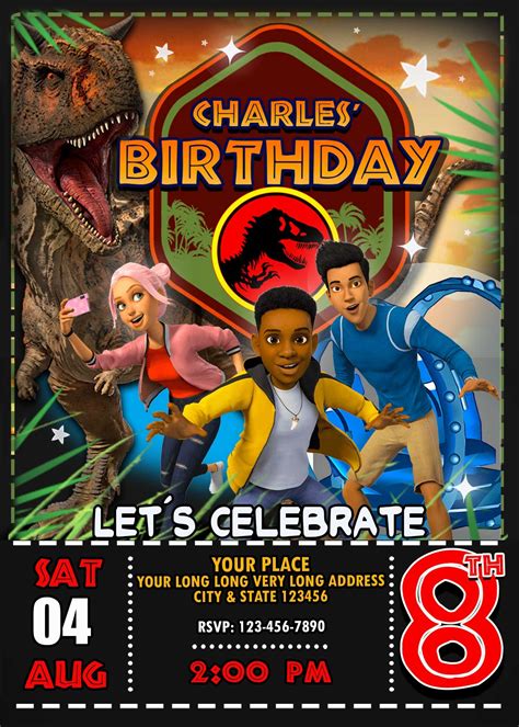 Jurassic World Camp Cretaceous Invitation Jurassic Park Birthday