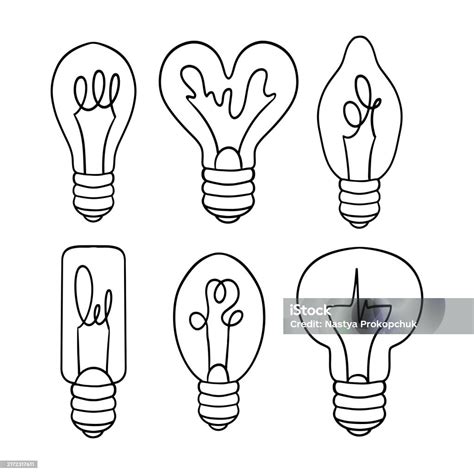 전구의 낙서 스케치 전구 다른 모양 벡터 일러스트 레이 션 개념에 대한 스톡 벡터 아트 및 기타 이미지 개념 개념과 주제 낙서 드로잉 Istock
