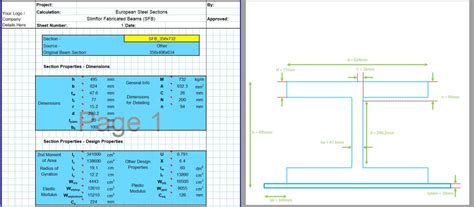 European Steel Section Properties Excel Civilweb Spreadsheets