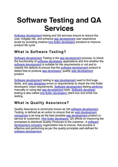 software testing and qa services pdf