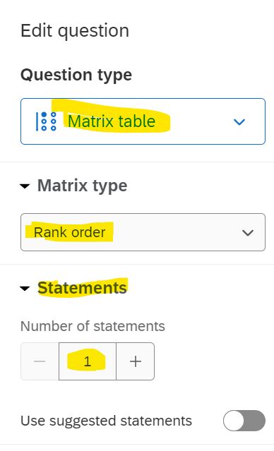 solution for a ranking question in ex projects xm community