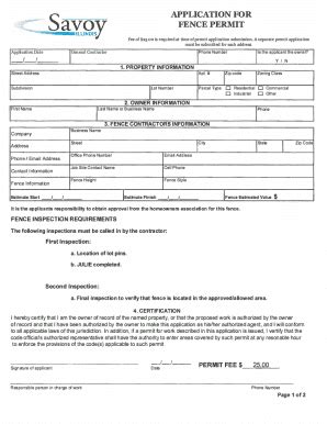 Fillable Online Fill IoApplication For Fence PermitFill Free Fillable Application For Fence
