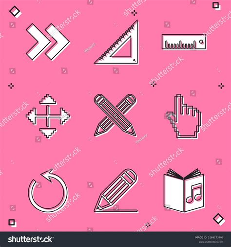 Set Arrow Triangular Ruler Ruler Pixel Stock Vector Royalty Free Shutterstock