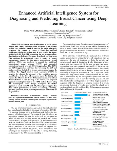 Pdf Enhanced Artificial Intelligence System For Diagnosing And Predicting Breast Cancer Using