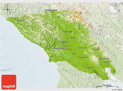 Relief Map Of Sonoma County
