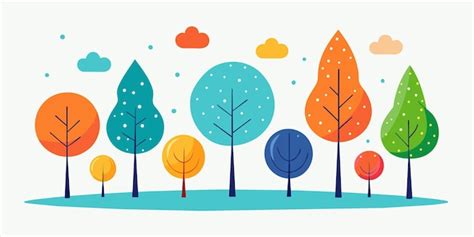 Premium Vector A Collection Of Trees With A Cloud In The Background