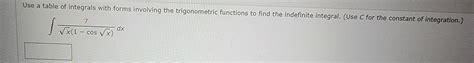 Solved Use A Table Of Integrals With Forms Involving