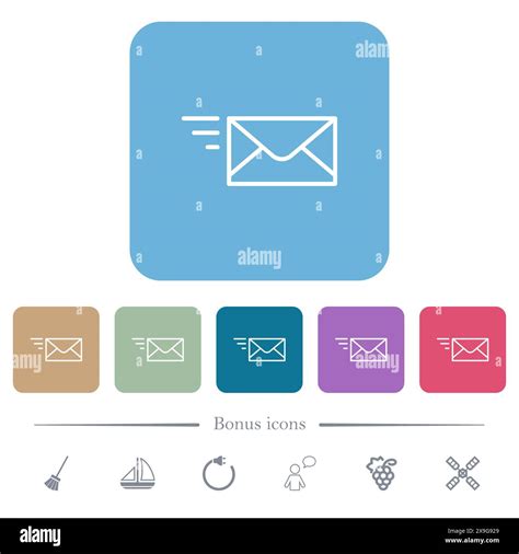 Sending Mail Outline White Flat Icons On Color Rounded Square Backgrounds 6 Bonus Icons
