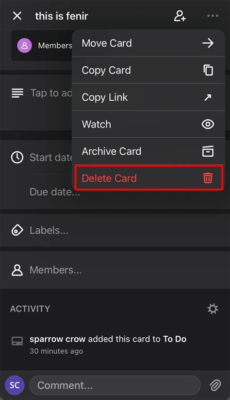 Trello Mobile Delete Card Sheron Whittington